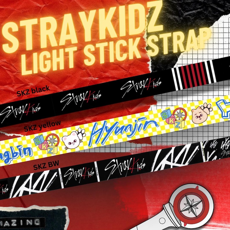 Digital Design Pattern Template - SKZ KPOP Light Stick Strap & Bag ...