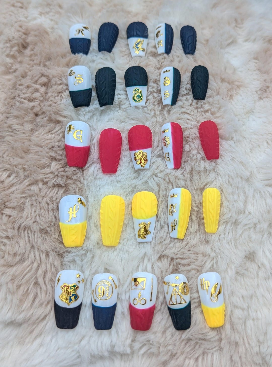 Harry Potter Press on Nails, Hogwarts House Sweater Nails, Ravenclaw ...
