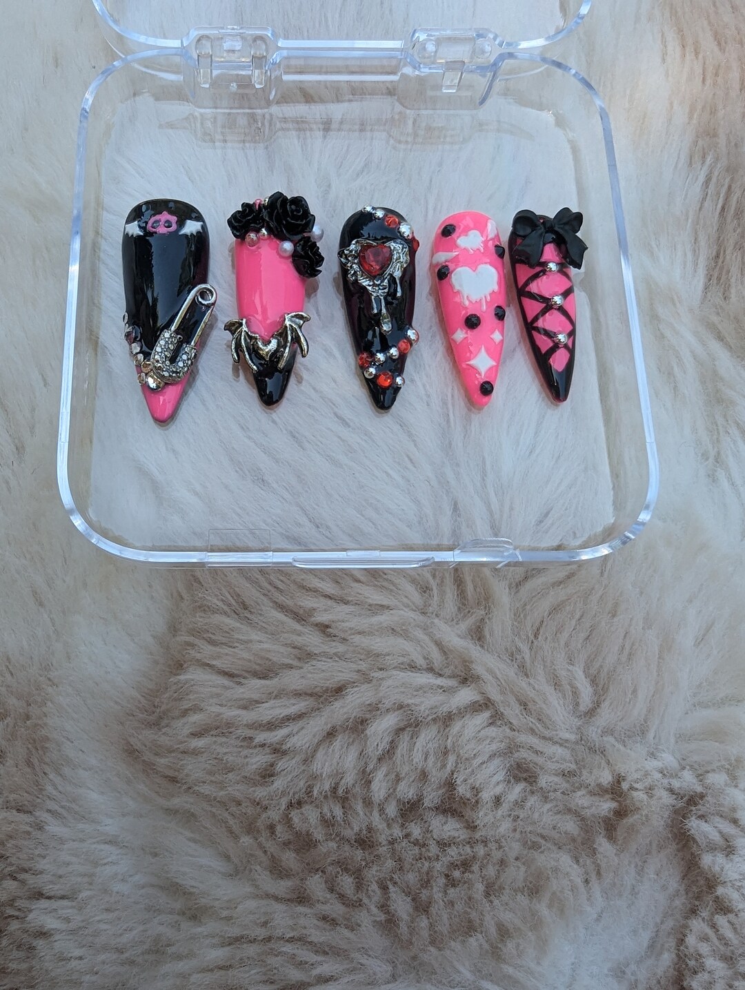 Monster High Press on Nails, Draculaura, Goth Nails, Prom Nails ...