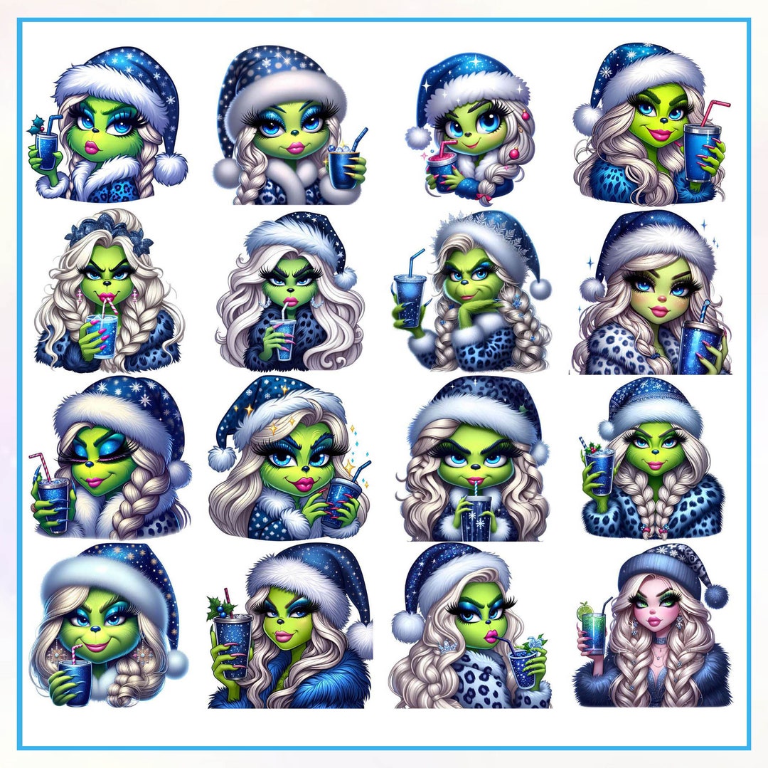 Blue Grinch Girl Bundle Png Bougie Grinch Png Bundle - Etsy