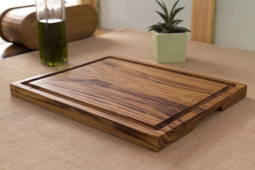 Large Teak Wood Butcher Block: Edge Grain Cutting Board With Juice ...