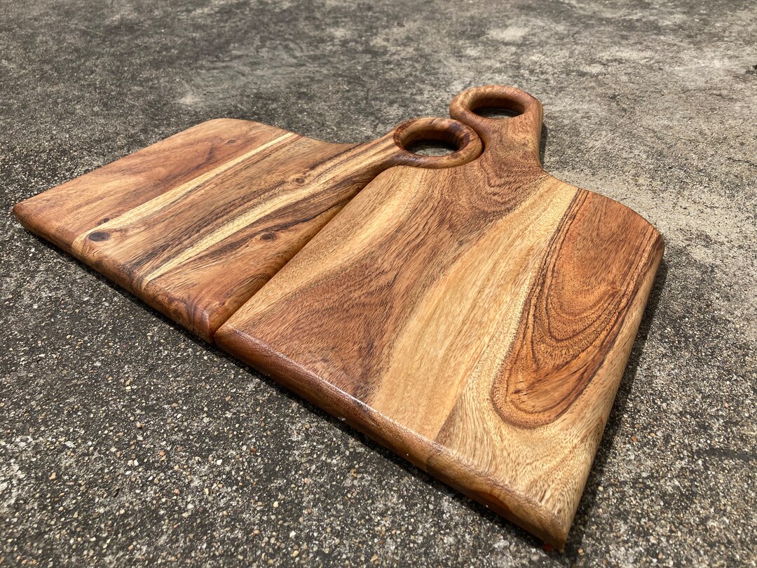 Acacia Wood Bread Board Set: Creative Couple's Cutting Boards - Etsy