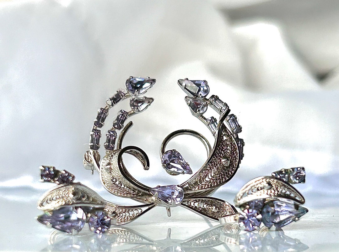 JAY FLEX STERLING 1940's Alexandrite Lace Brooch/pendant and Earrings Set Signed. - Etsy