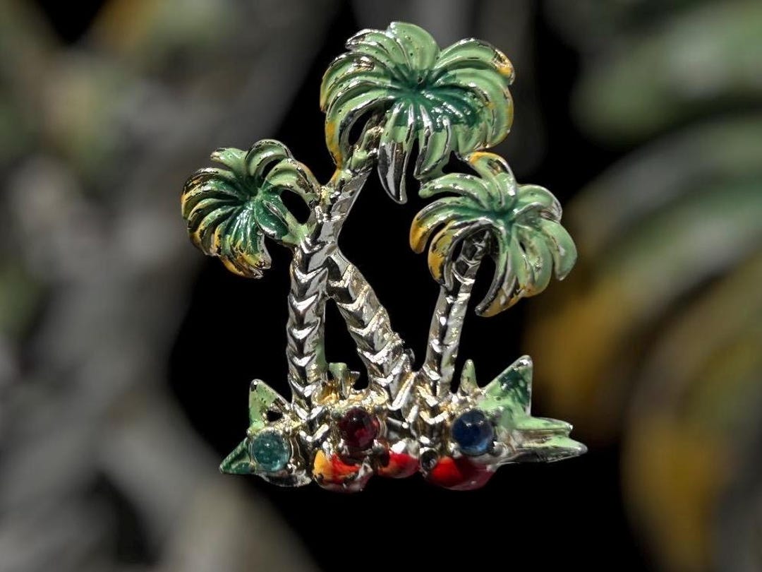 VINTAGE PALM TREES Brooch Pin Retro Enameled - Etsy