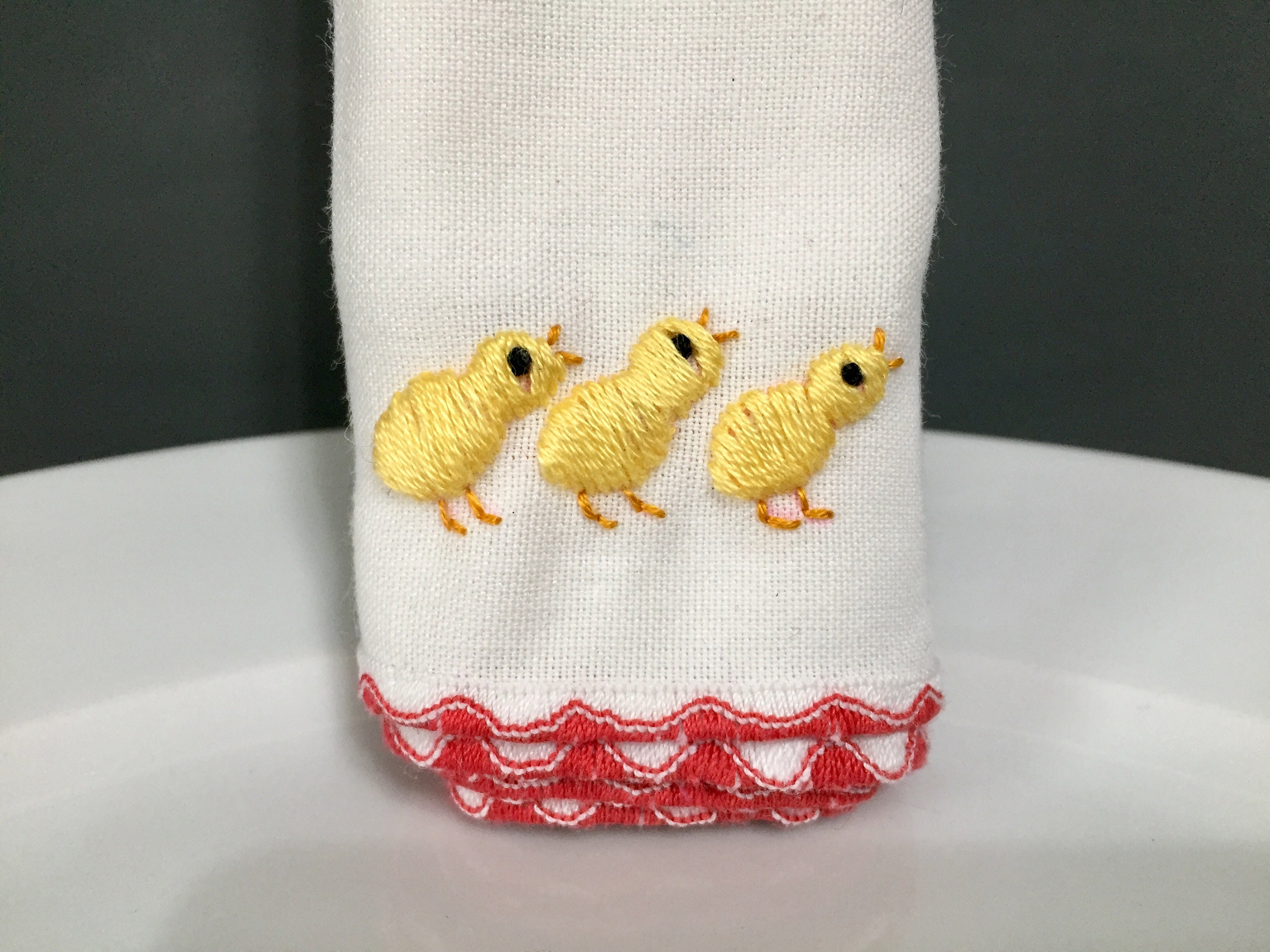 6x Hand Embroidered Upcycled Chicken Napkins - Etsy UK
