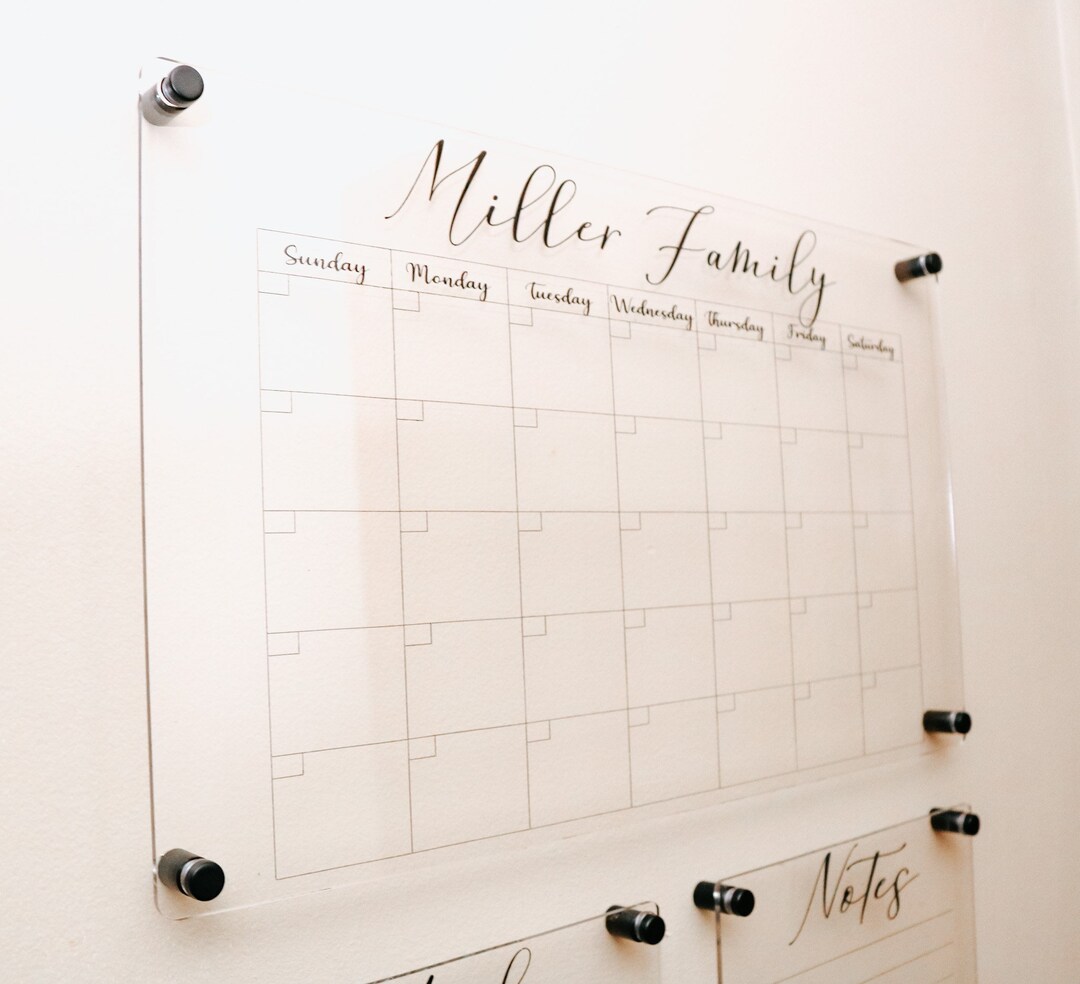Acrylic Family Calendar, Monthly Dry Erase Acrylic Wall Calendar ...