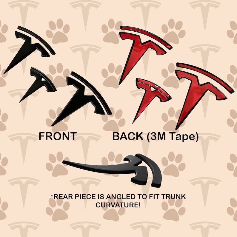 3PCS Matte Black Tesla Logo ABS Plastic Stick on Cap for Tesla - Etsy
