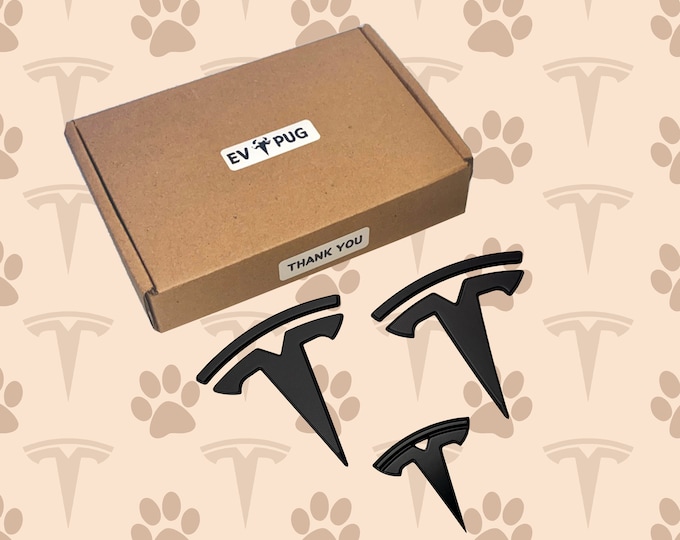 3PCS Matte Black Tesla Logo ABS Plastic Stick on Cap for Tesla - Etsy