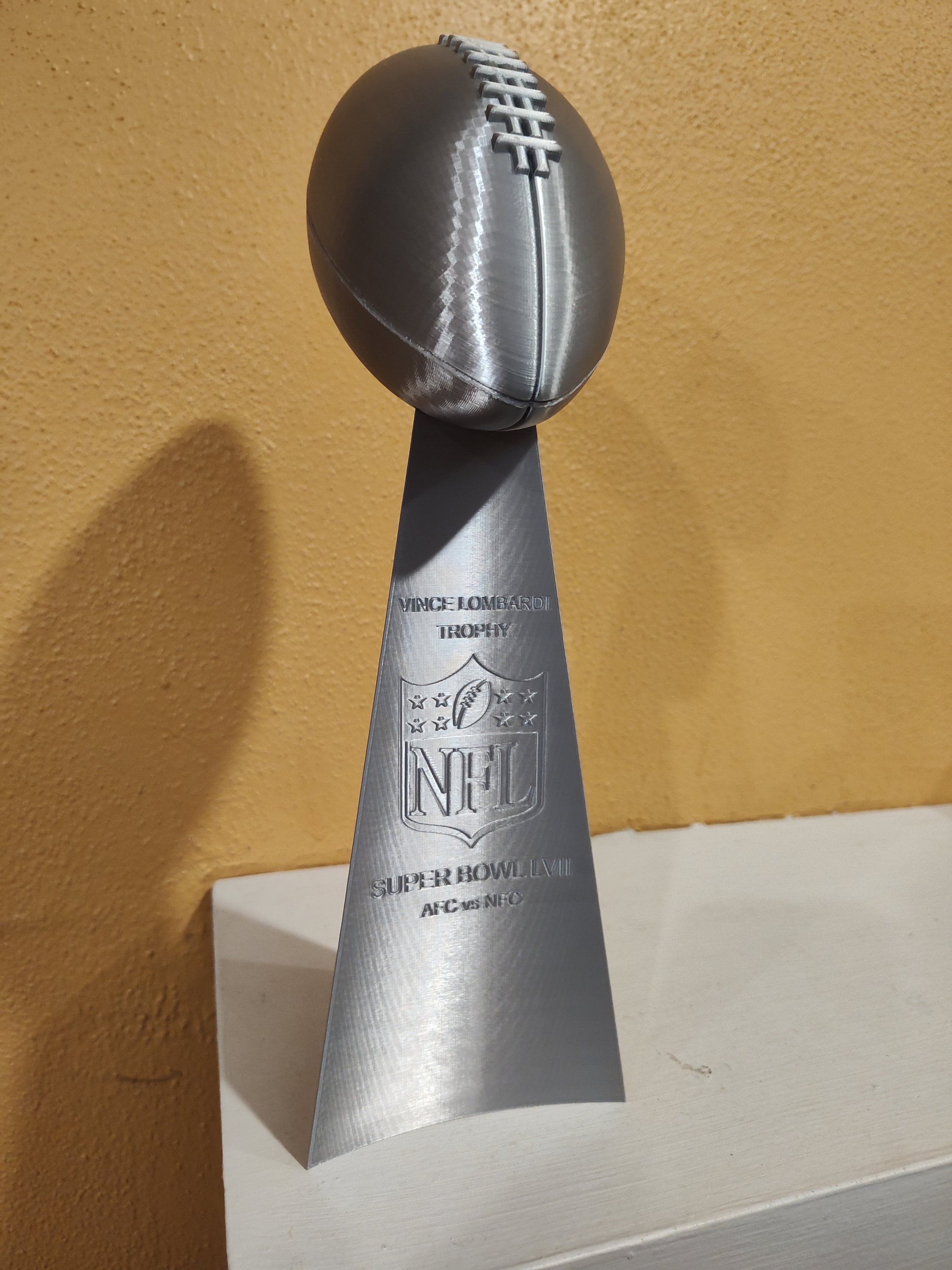Large 13.5 Vince Lombardi Trophy Replica Choose I1 Through LVIII58 Shiny Silver 3D Printed ...