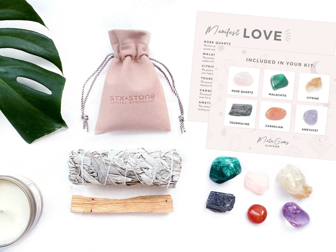 LOVE Crystal Kit - Rose Quartz, Malachite, Citrine, Tourmaline ...