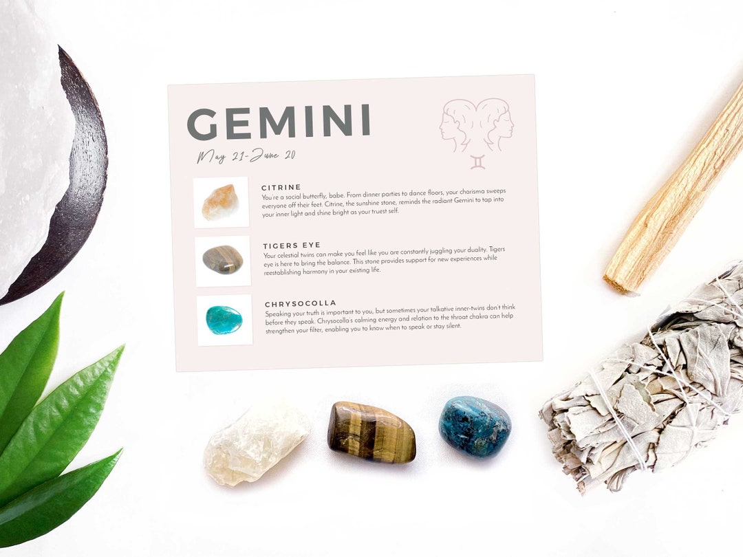 GEMINI Zodiac Crystal Kit - Citrine, Tigers Eye, Chrysocolla - Etsy