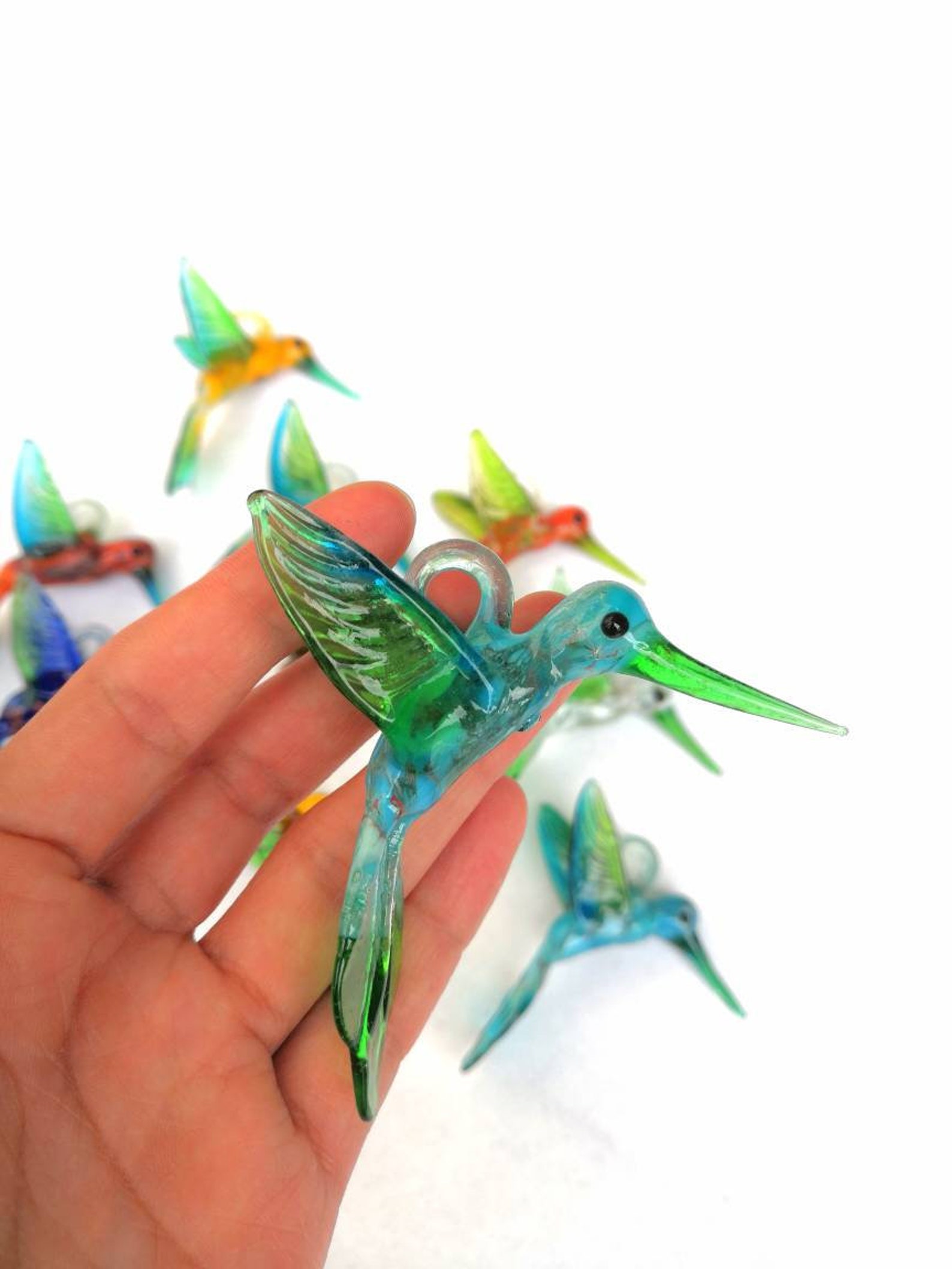2x1 Beautiful Blown Glass Hummingbirds. Made in Mexico. *wholesale Too ...