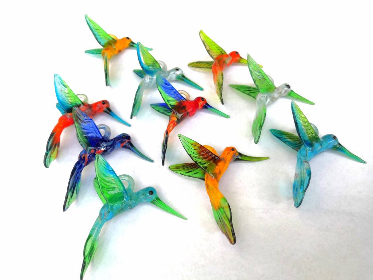 2x1 Beautiful Blown Glass Hummingbirds. Made in Mexico. *wholesale Too ...