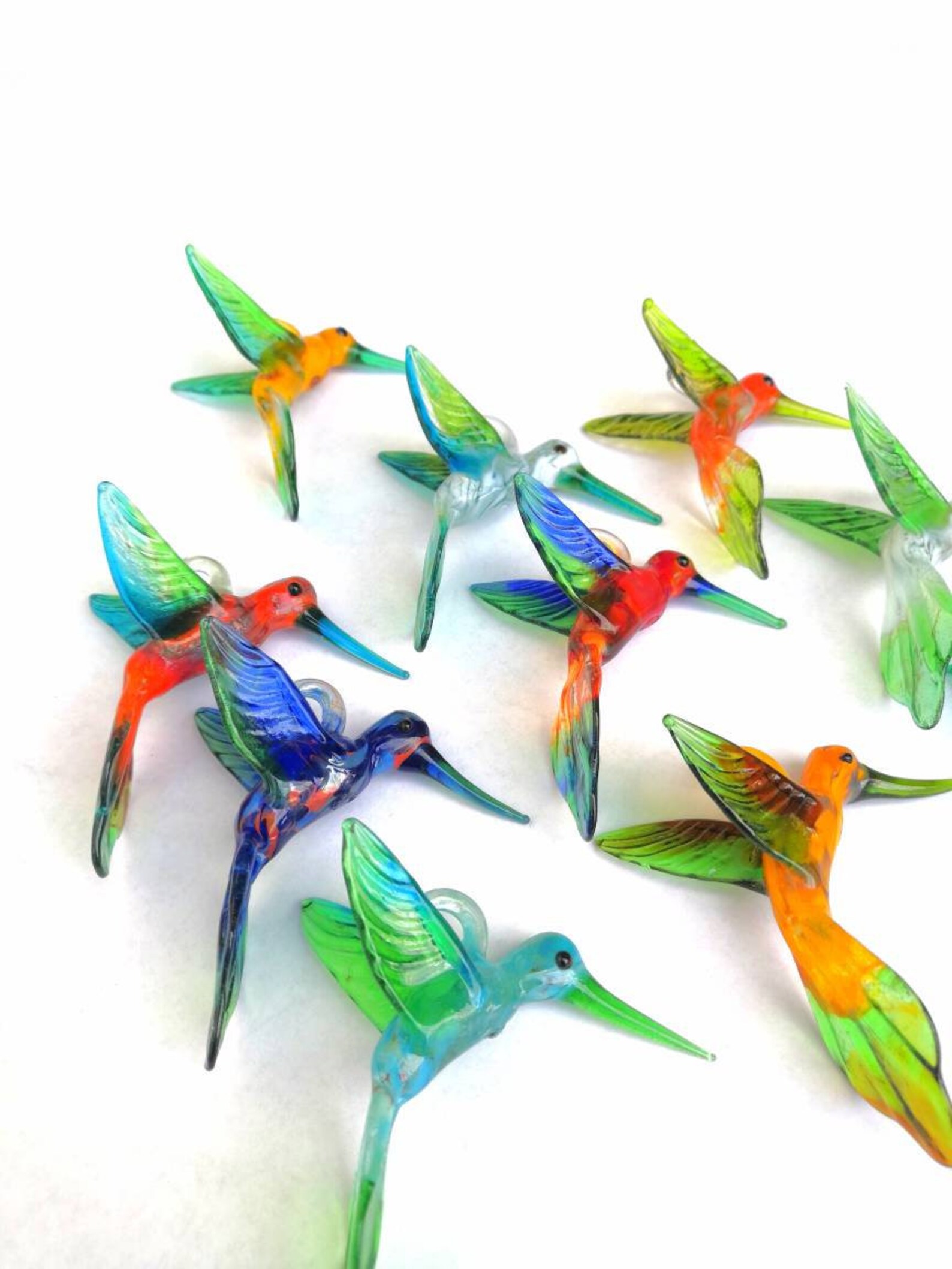 2x1 Beautiful Blown Glass Hummingbirds. Made in Mexico. *wholesale Too ...
