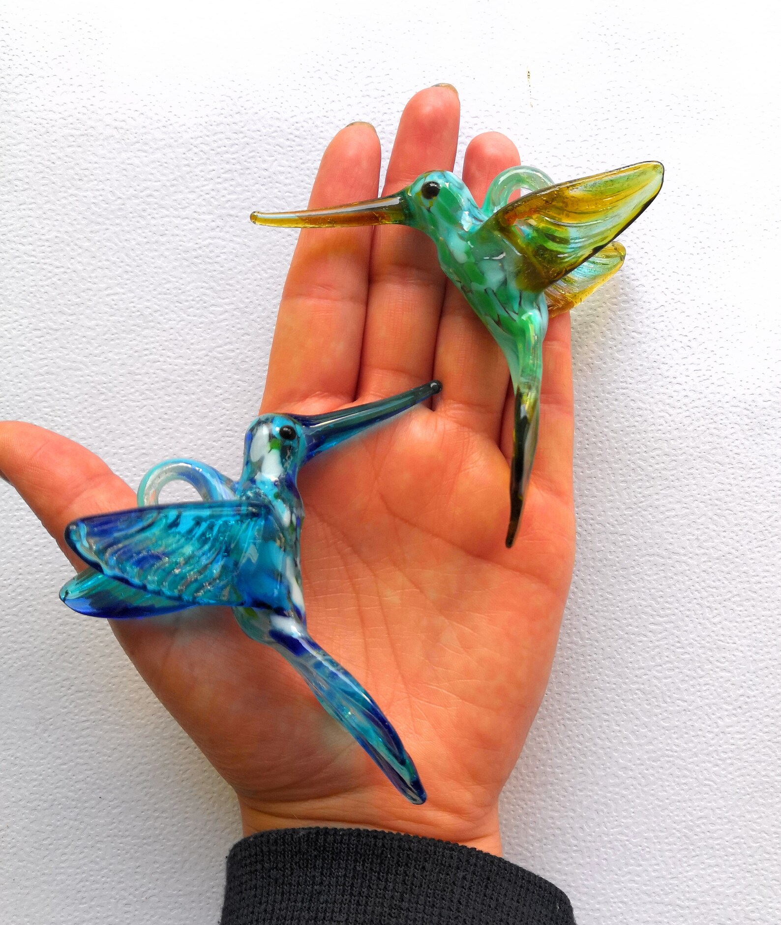 2x1 Beautiful Blown Glass Hummingbirds. Made in Mexico. *wholesale Too ...