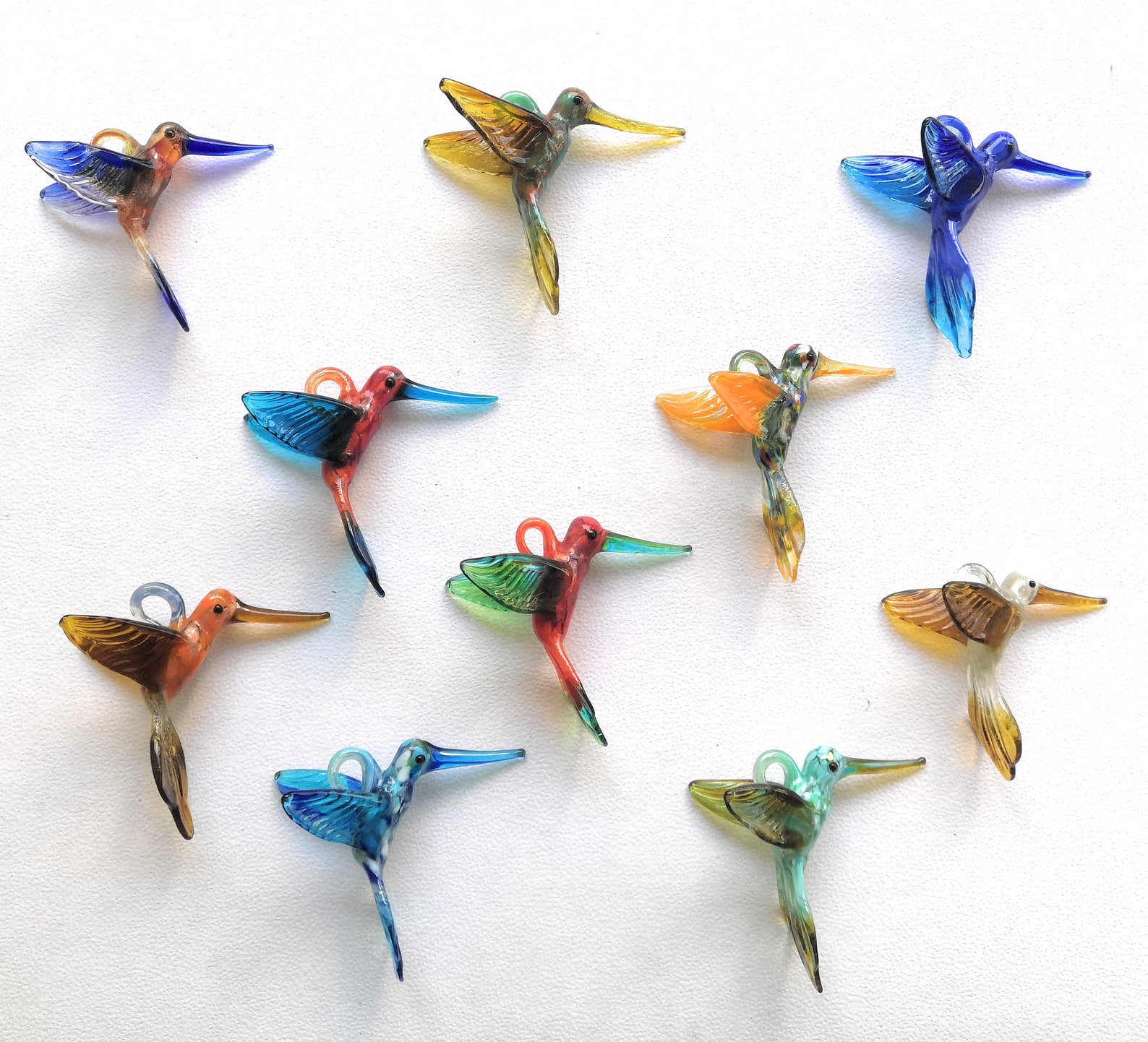 2x1 Beautiful Blown Glass Hummingbirds. Made in Mexico. *wholesale Too ...