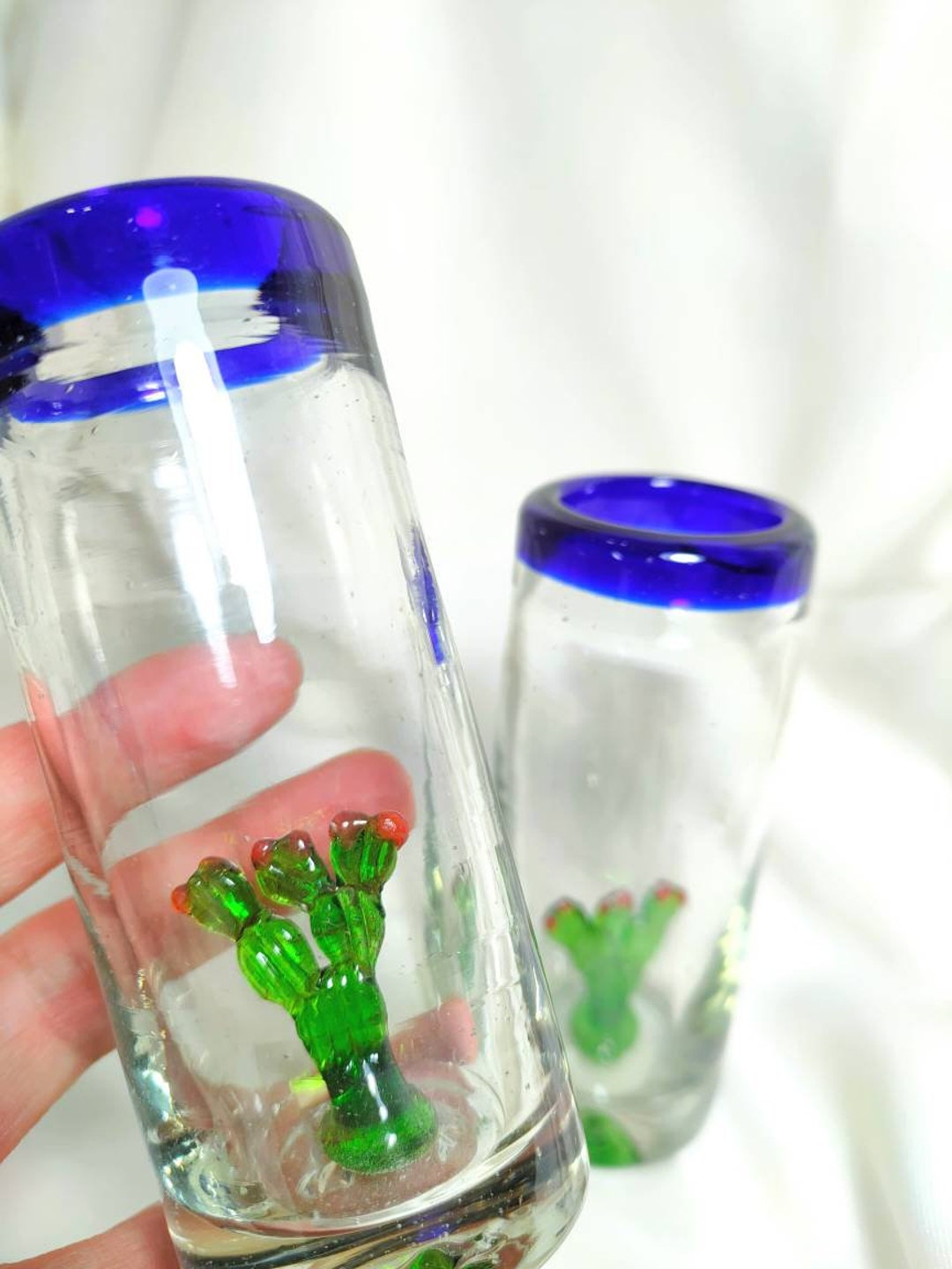 Tequila Shot Glass, Blown Glass. Nopal, Cactus or Agave. Made in Mexico ...