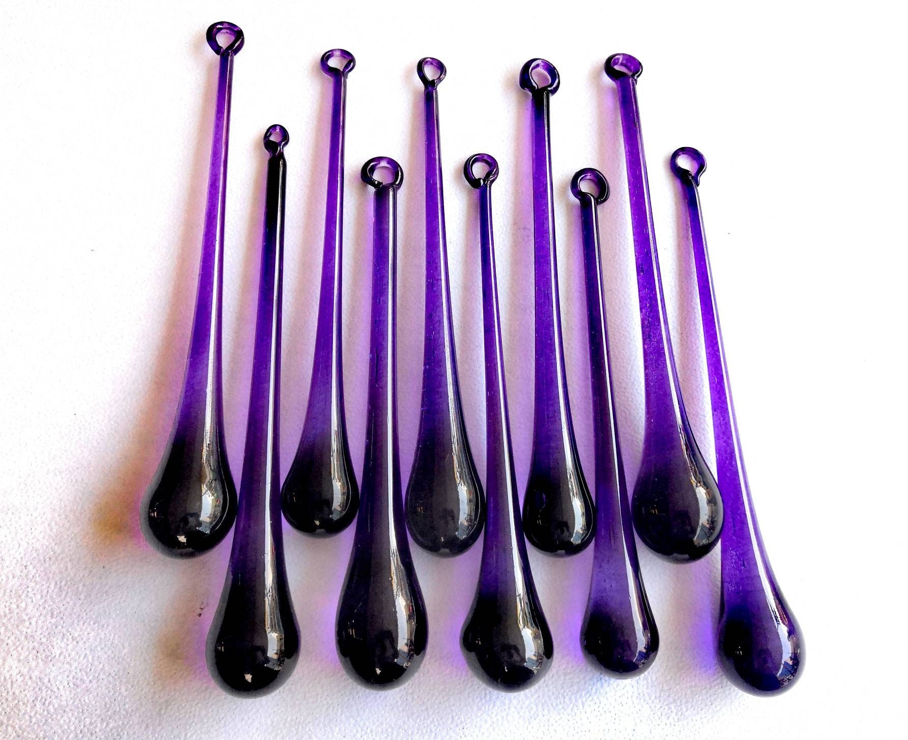 Beautiful Blown Glass Drops, 7". Purple. Mexican Glass Pendant ...