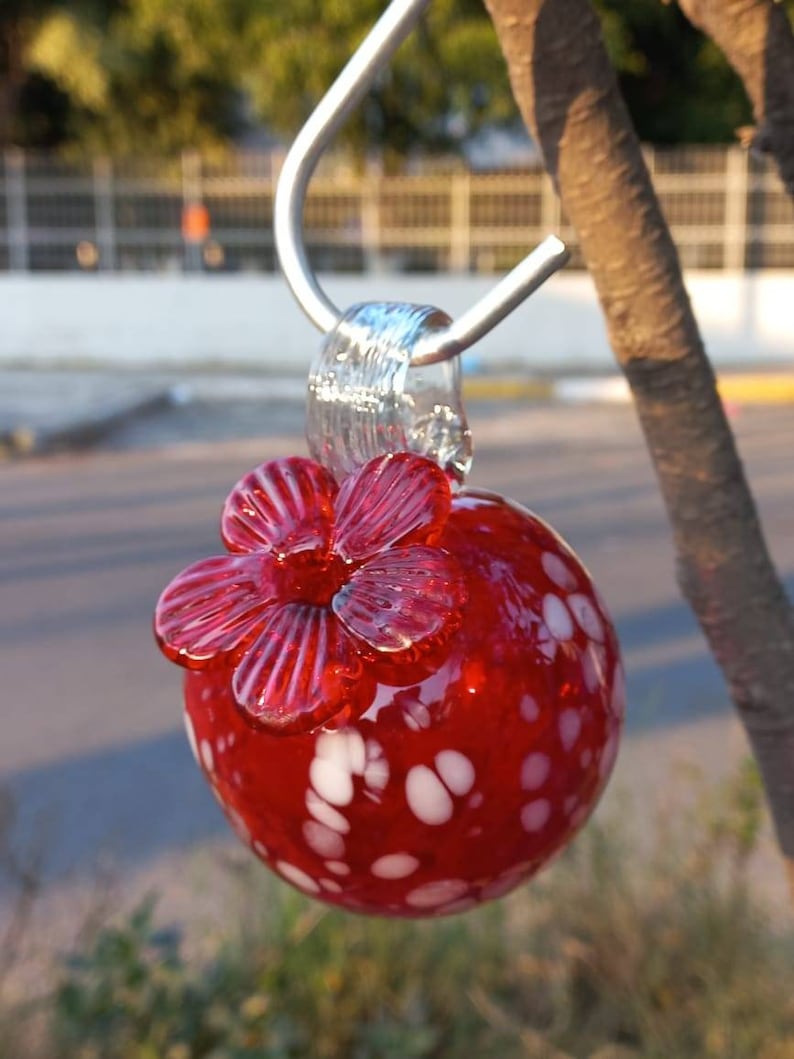 Bebedero para Colibrí. Hummingbird feeder. Vidrio soplado hecho en ...