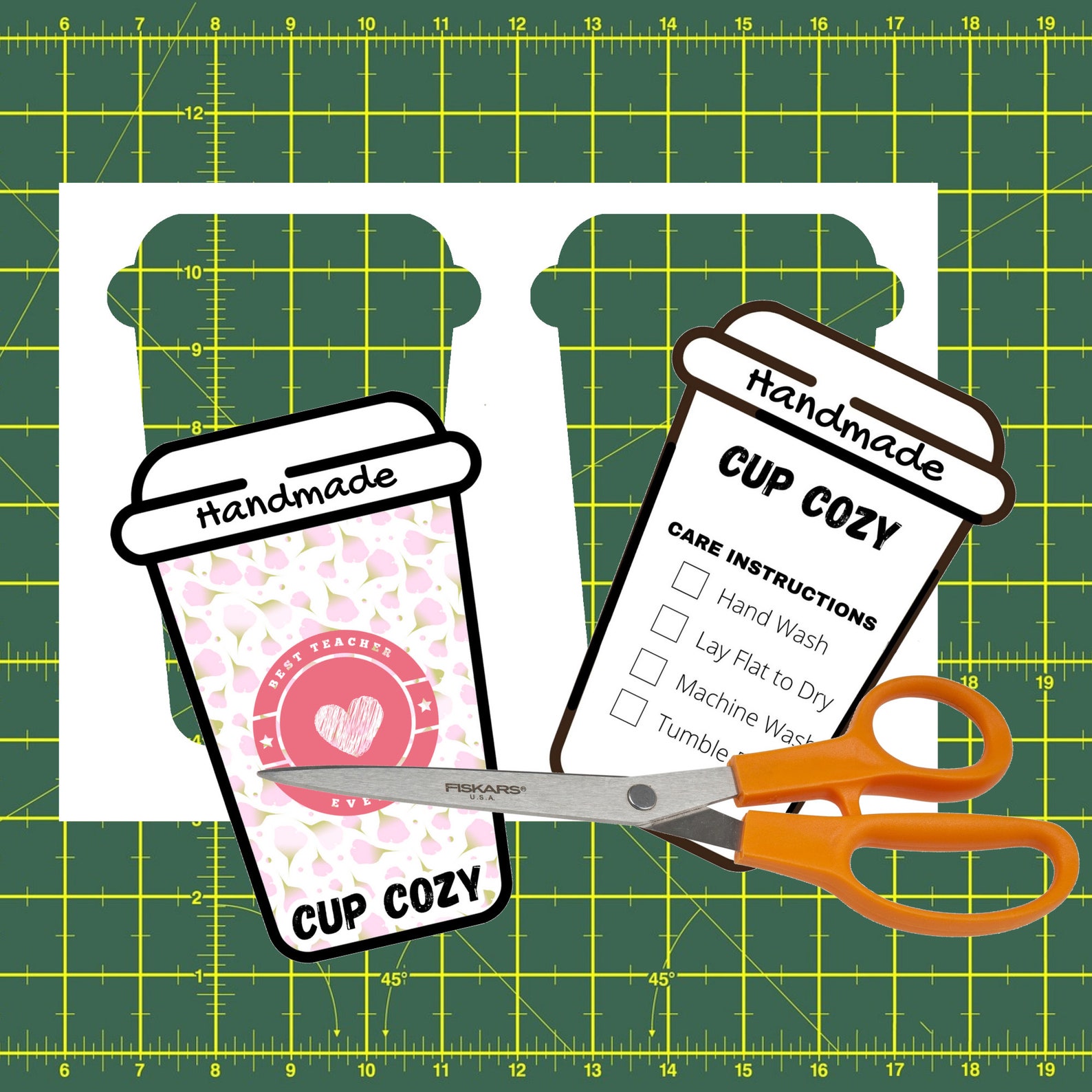 Printable Cup Cozy Template PDF & PNG Download Cup Sleeve | Etsy