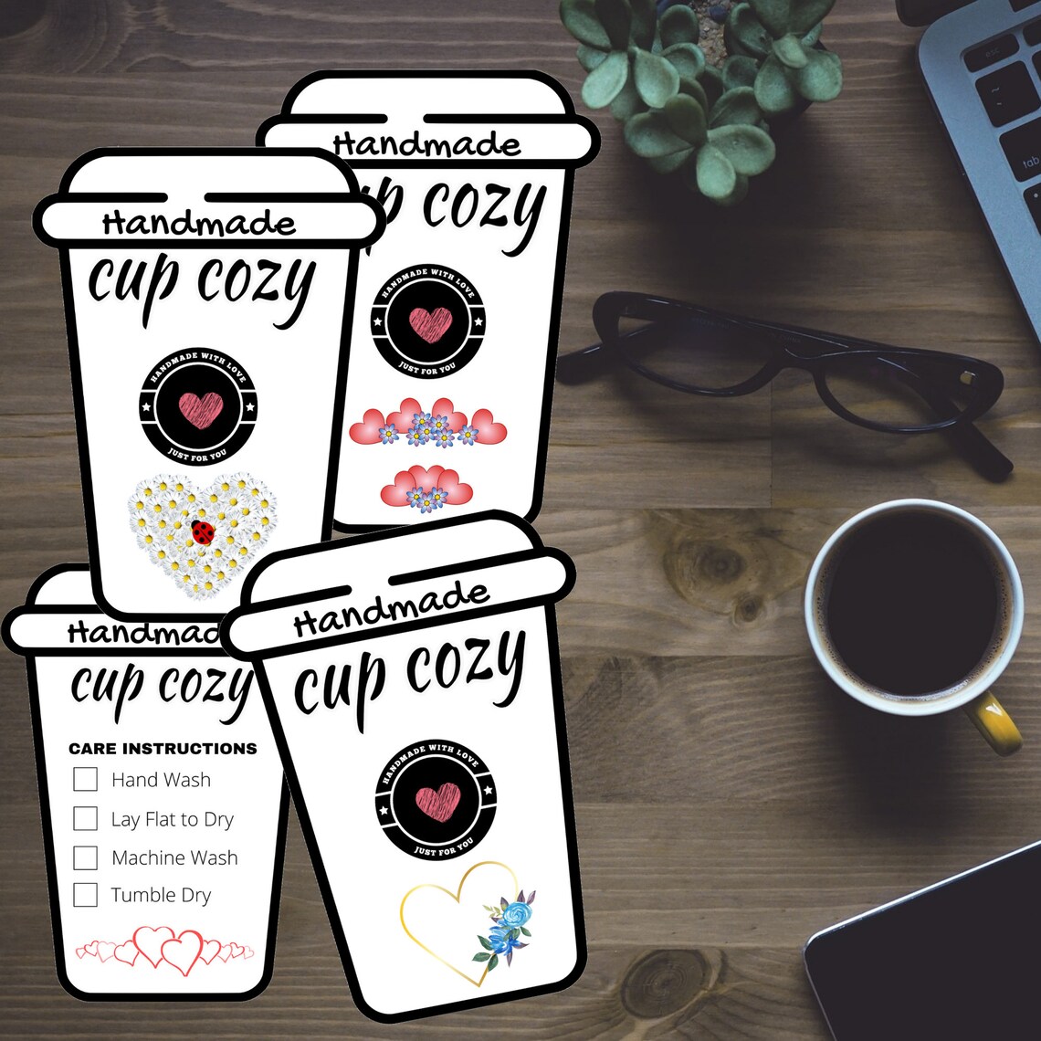 Printable Cup Cozy Template PDF Download Cup Sleeve Template | Etsy