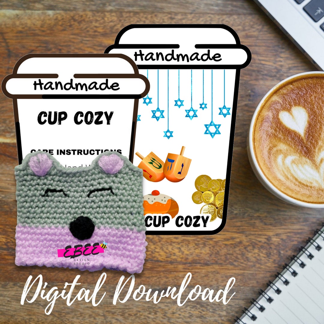 Hanukkah Cup Cozy Template, Jewish Theme Cozy Sleeve Card, Chanukah ...
