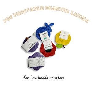 PDF Printable Coaster Tag Templates, Coaster Labels, Handmade Mug Rug ...