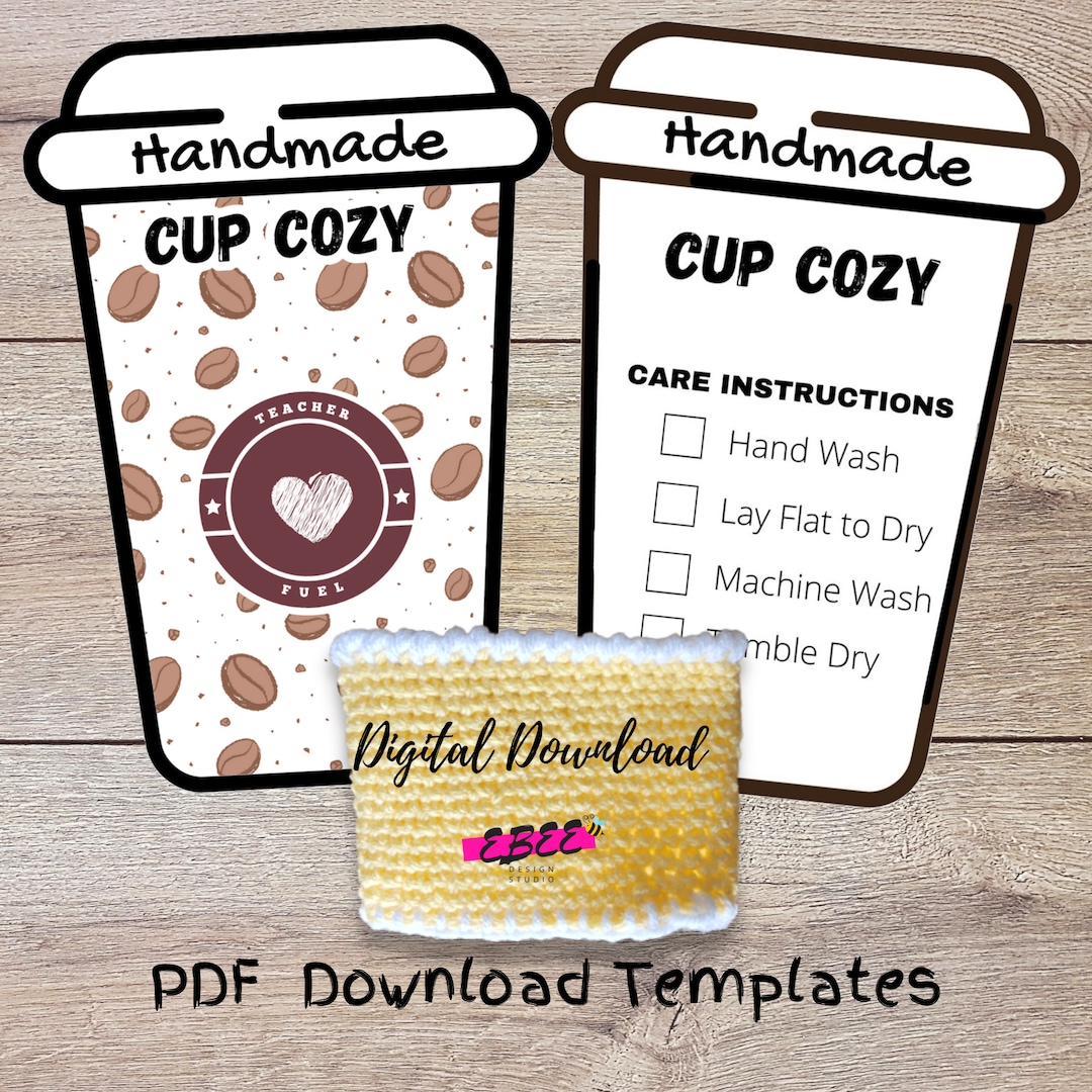 Printable Cup Cozy Template, PDF Download Coffee Sleeve Template ...