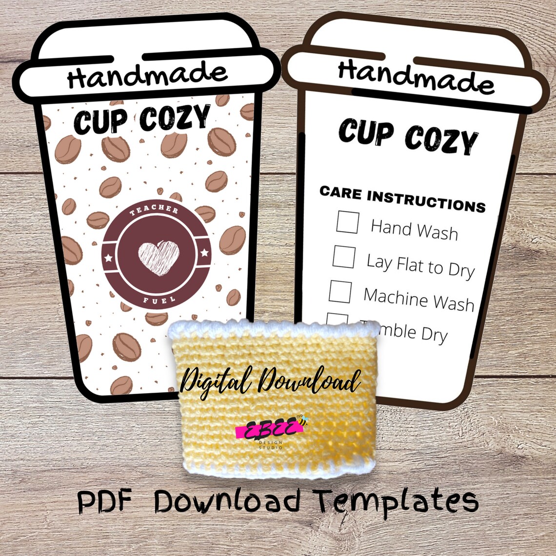 Printable Cup Cozy Template PDF Download Coffee Sleeve - Etsy Canada