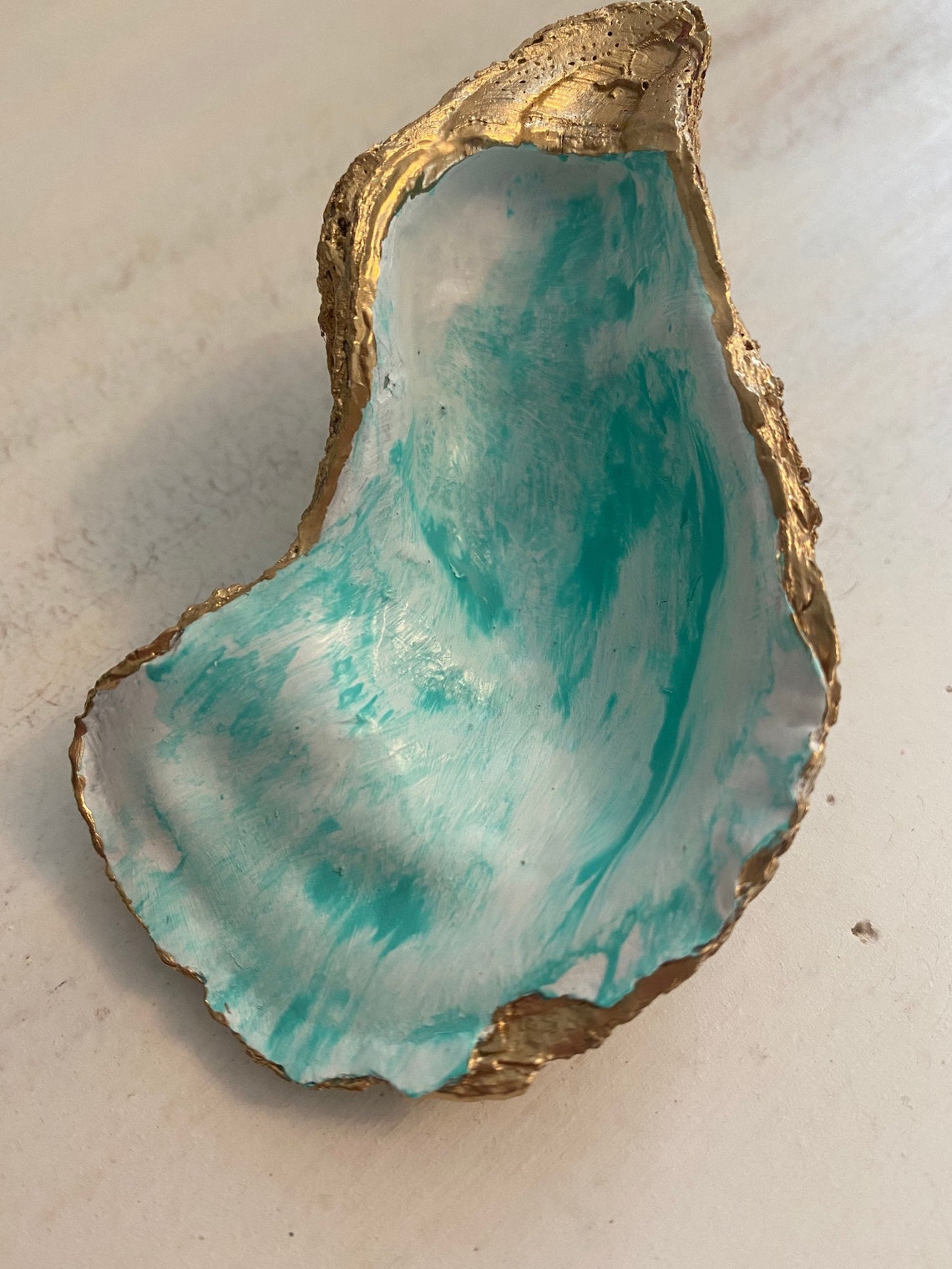 Custom Oyster Shell Hand painted. Gold leafing. | Etsy Custom Oyster Shell Hand painted. Gold leafing. | Etsy