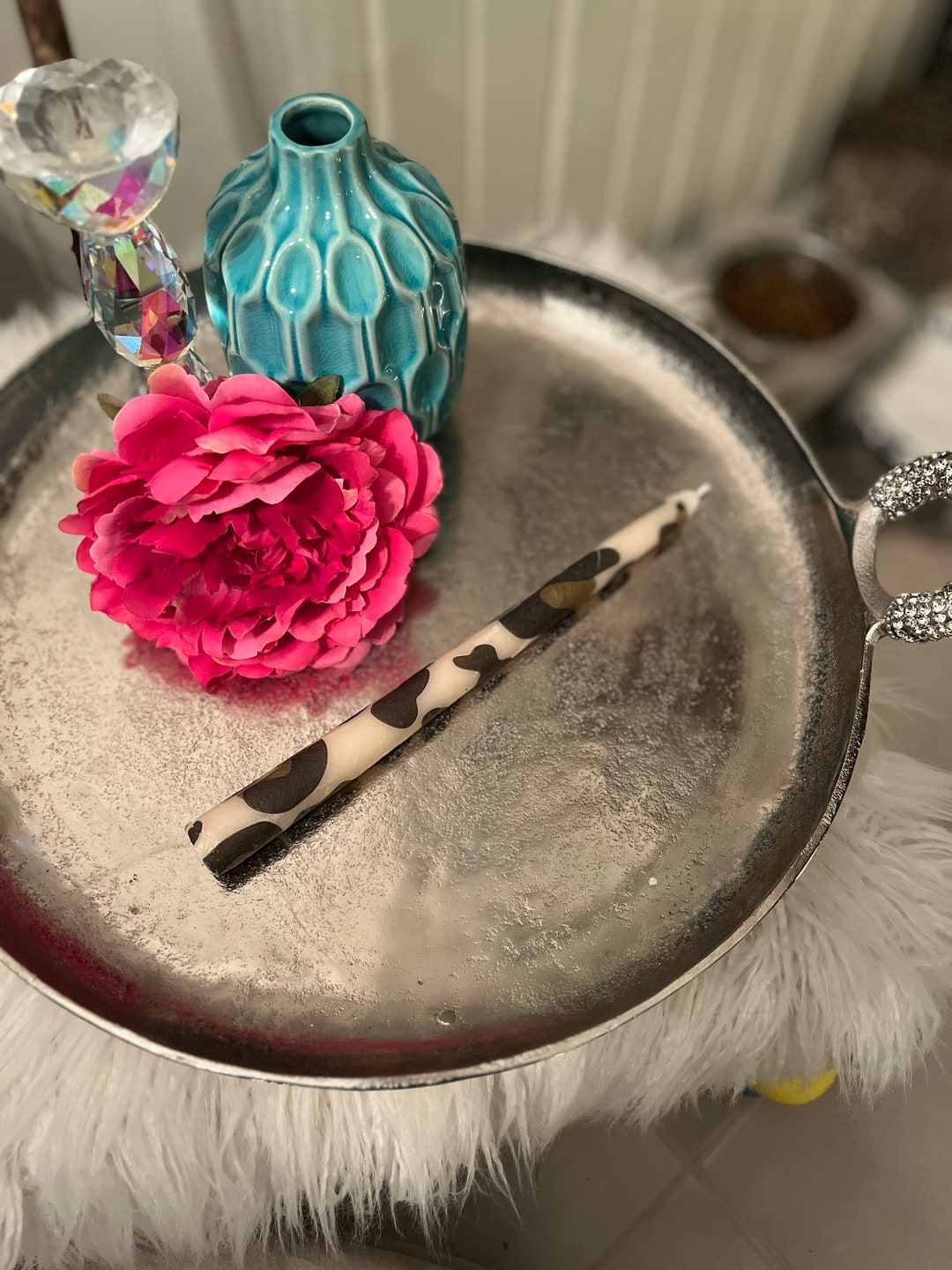 Custom Leopard Candle, Taper Candle, Trendy Decor - Etsy