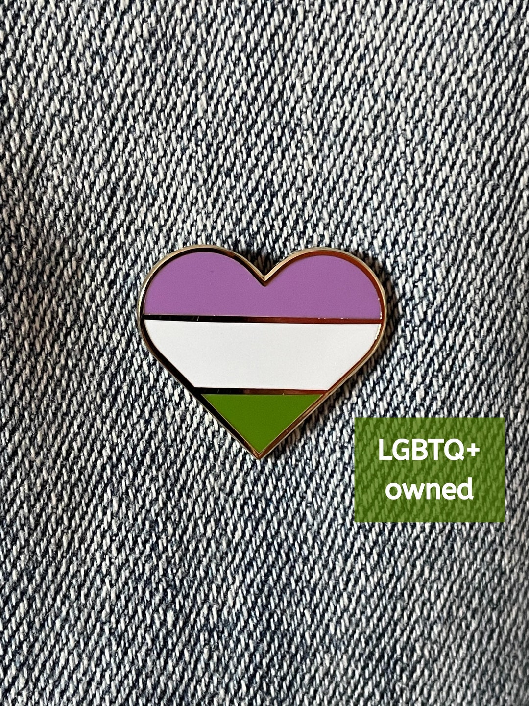 Genderqueer Pride Hard Enamel Pin | LGBTQ+ Pride Flag Heart Pin for ...