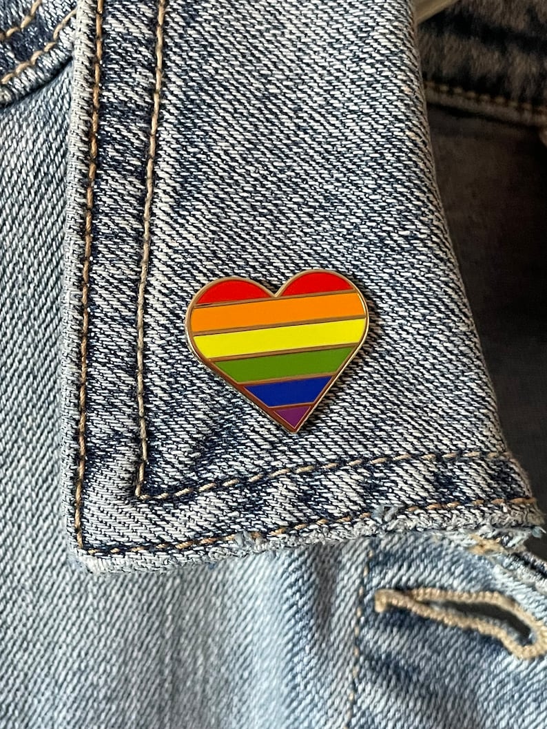 Gay Pride Hard Enamel Pin LGBTQ Pride Flag Heart Pin for - Etsy