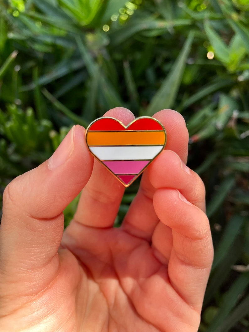 Lesbian Pride Hard Enamel Pin LGBTQ Pride Flag Heart Pin - Etsy