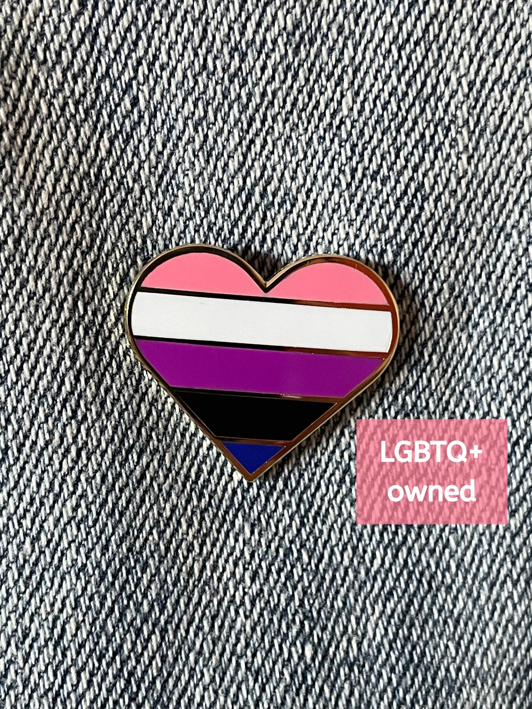 Genderfluid Pride Hard Enamel Pin LGBTQ Pride Flag Heart Pin for ...
