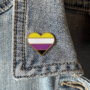Nonbinary Pride Hard Enamel Pin LGBTQ Pride Flag Heart Pin for Jackets ...
