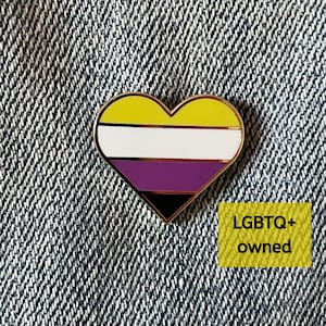 Nonbinary Pride Hard Enamel Pin LGBTQ Pride Flag Heart Pin for Jackets, Backpacks, Hats, Bags ...
