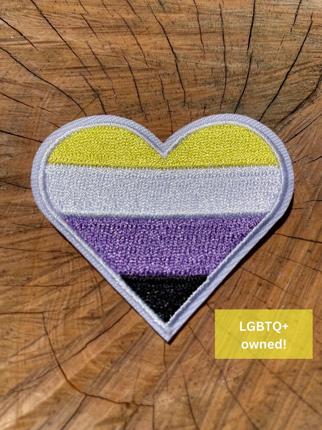 Nonbinary Pride Iron on Embroidered Patch LGBTQ Pride Flag Heart Patch for Jackets, Backpacks ...