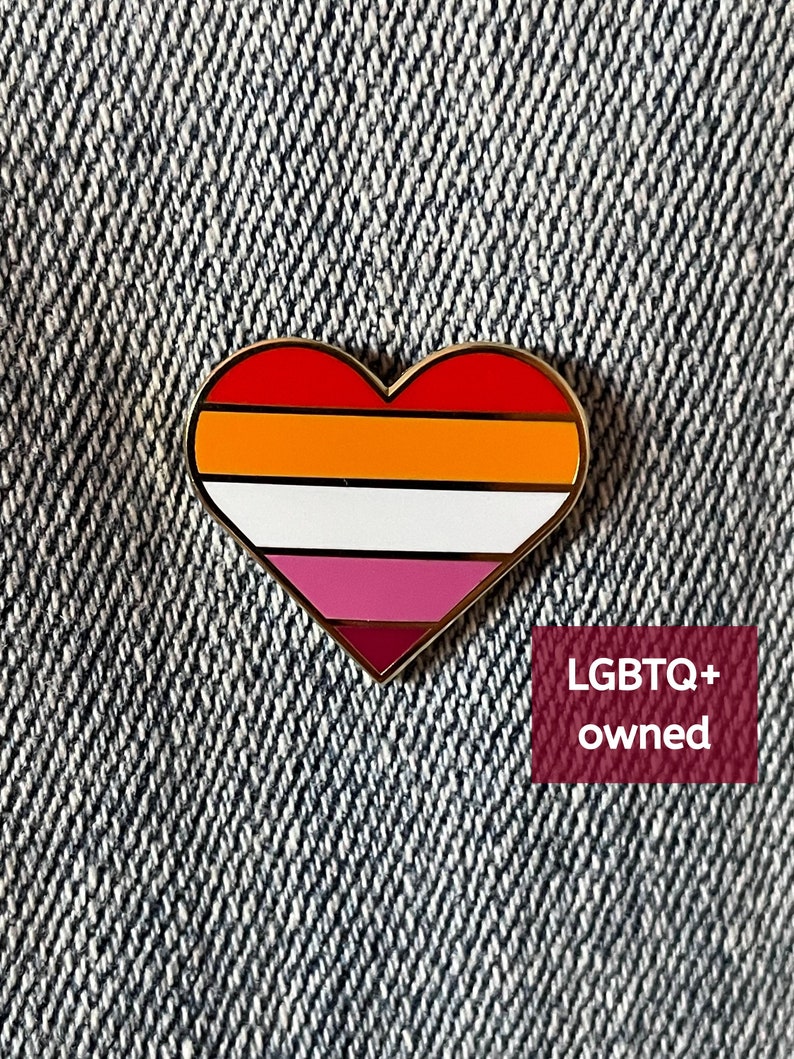 Lesbian Pride Hard Enamel Pin LGBTQ Pride Flag Heart Pin - Etsy