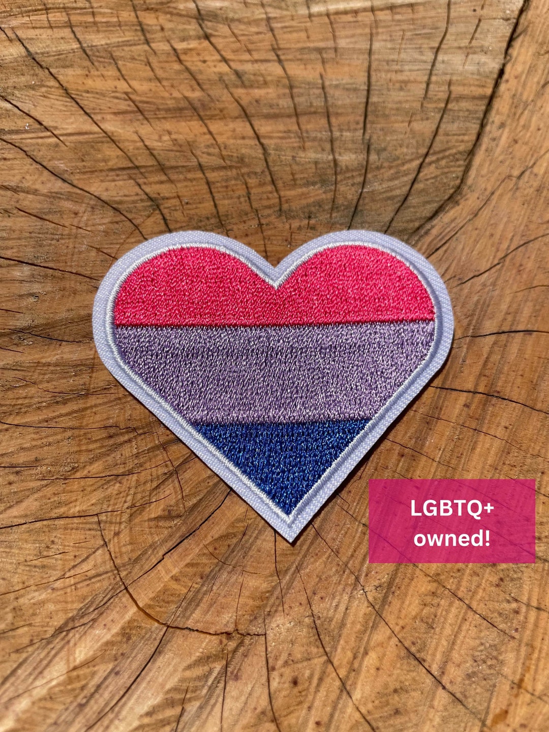 Bi Pride Iron on Embroidered Patch LGBTQ Pride Flag Heart Patch for ...