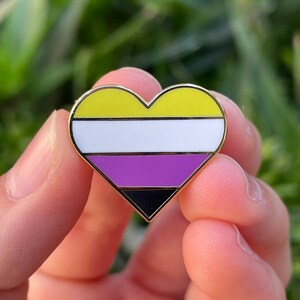 Nonbinary Pride Hard Enamel Pin LGBTQ Pride Flag Heart Pin for Jackets ...