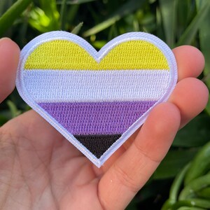 Nonbinary Pride Iron on Embroidered Patch LGBTQ Pride Flag Heart Patch for Jackets, Backpacks ...