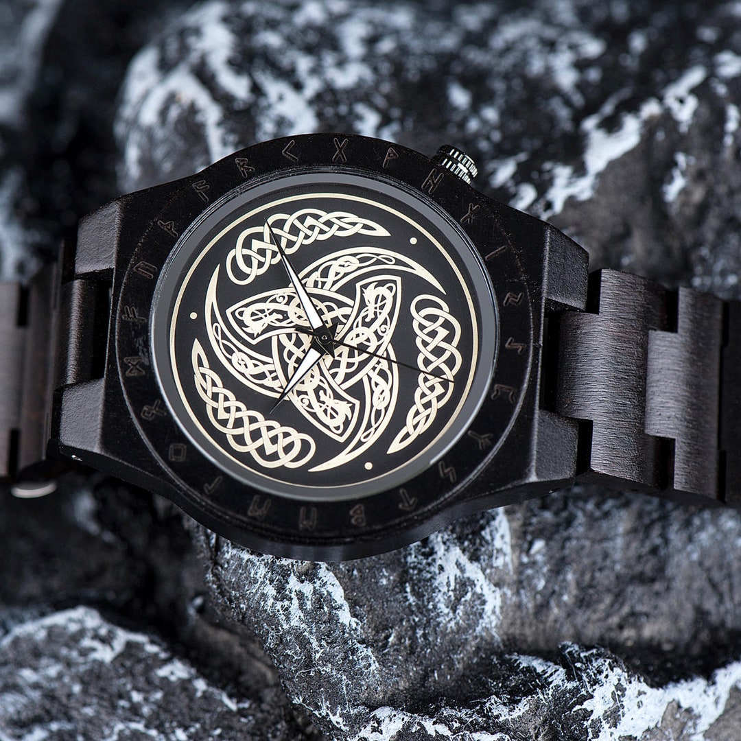 Horn of Odin WOODEN WATCH Viking Style Analog Watch With - Etsy