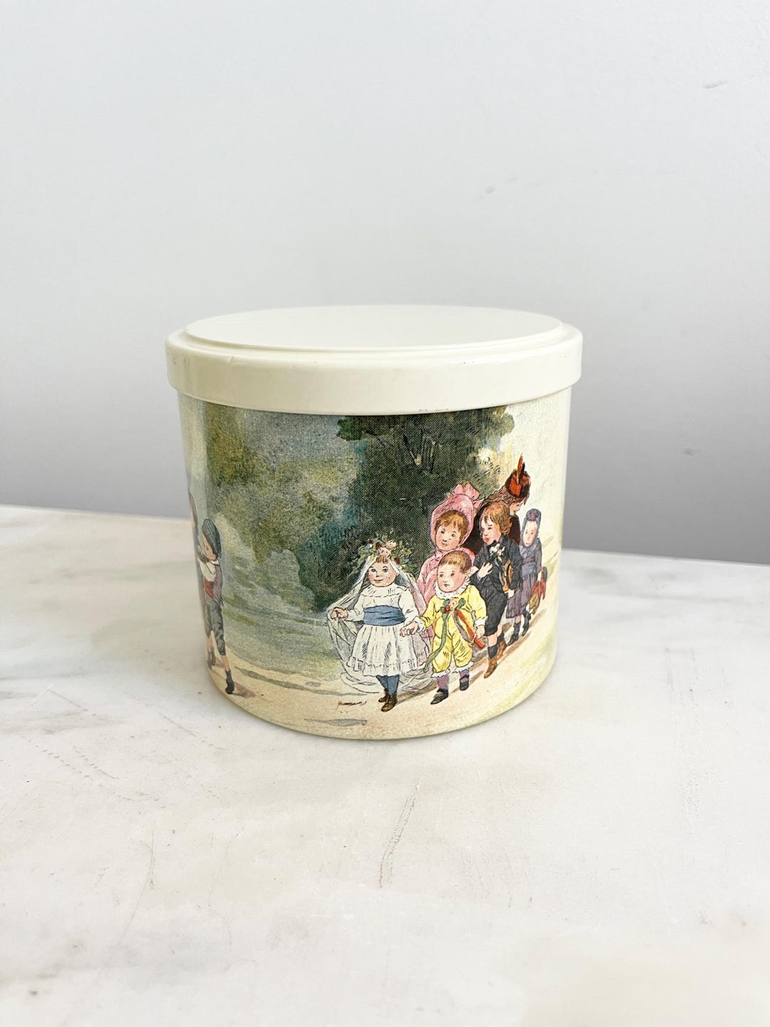 Vintage Massilly Tin Canister: Cottagecore Children Scene Decor - Etsy