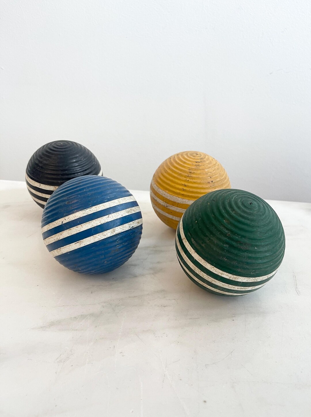 Vintage Croquet Balls; Striped Ribbed Croquet Balls; Sports Home Decor ...