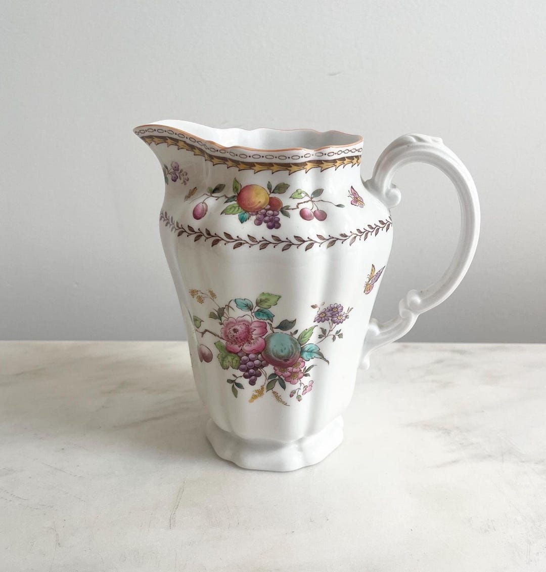 Vintage Spode Flower China Pitcher Spode Copeland Rockingham Porcelain ...