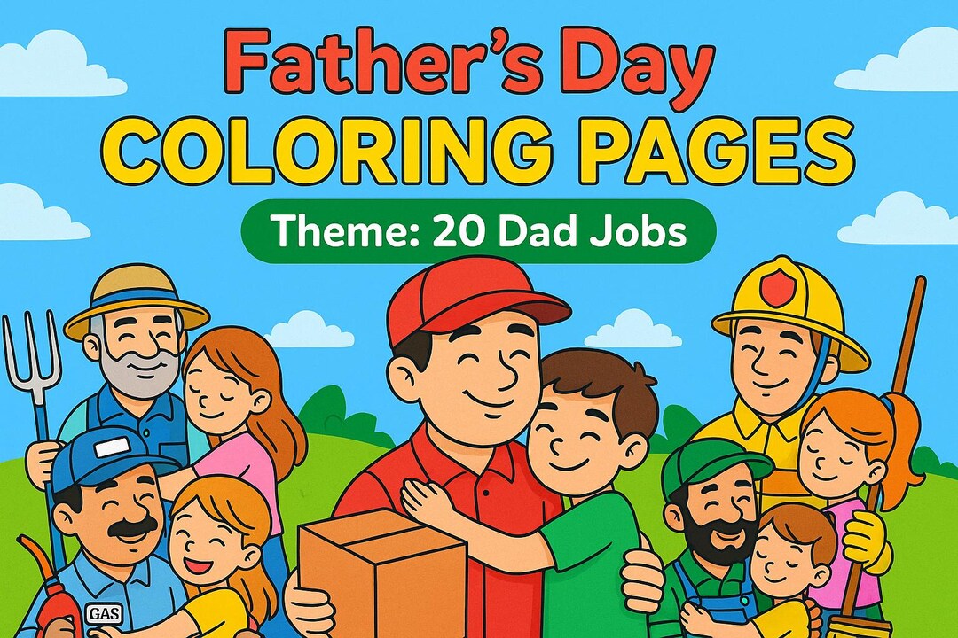 Father’s Day Coloring Pages – 20 Dad’s Professions – Kids Hugging Dad ...