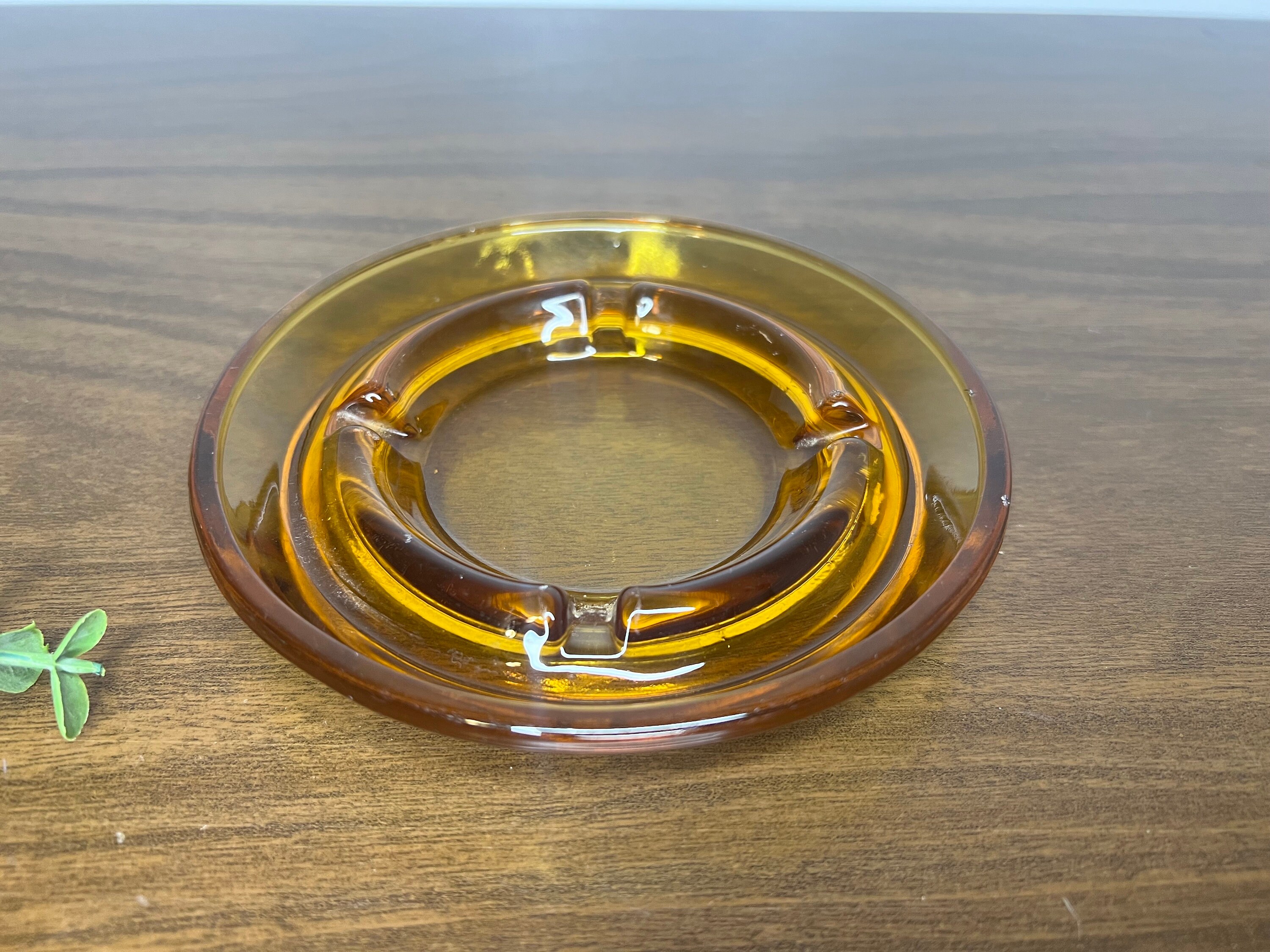 Amber Glass Ashtray Depression Glass Ashtray Circle Amber - Etsy