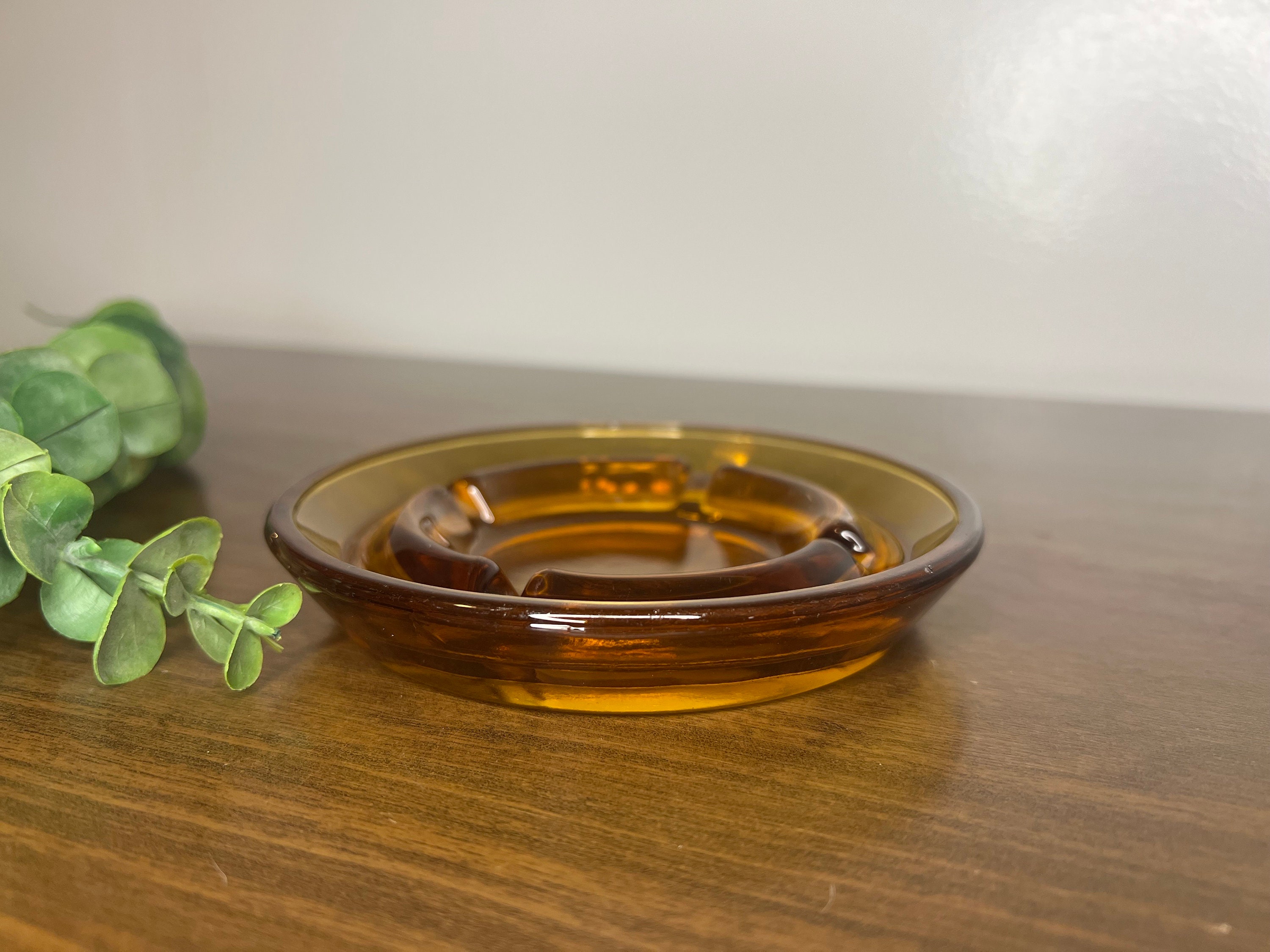 Amber Glass Ashtray Depression Glass Ashtray Circle Amber - Etsy
