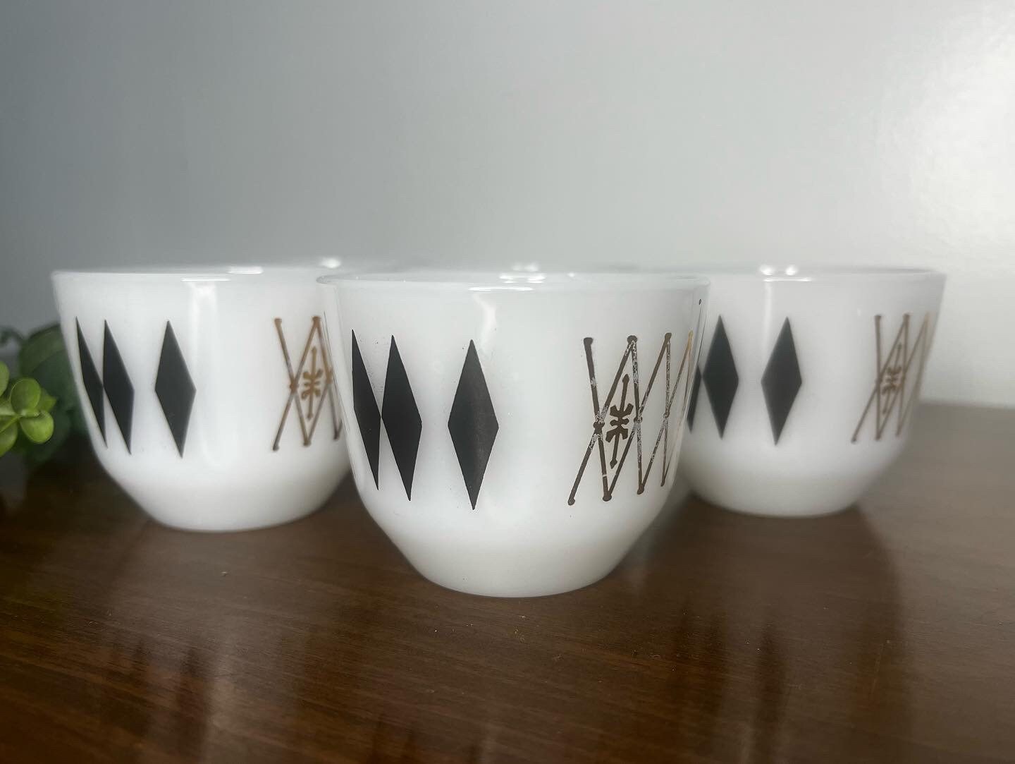 Vintage Atomic MCM Federal Glass Custard Cups, MCM Dessert Cups, White ...